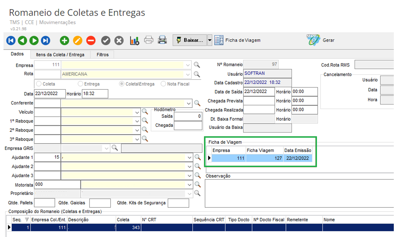 Romaneio de Coletas e Entregas