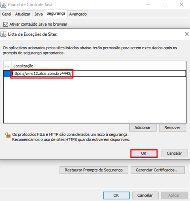 Configuração de Segurança do Java